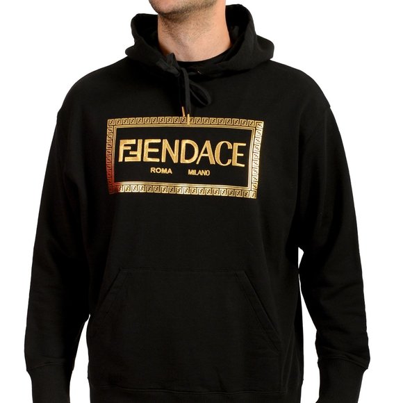 Fendace | Shirts | Fendace Mens Blackgold New Logo Embroidery Hooded ...